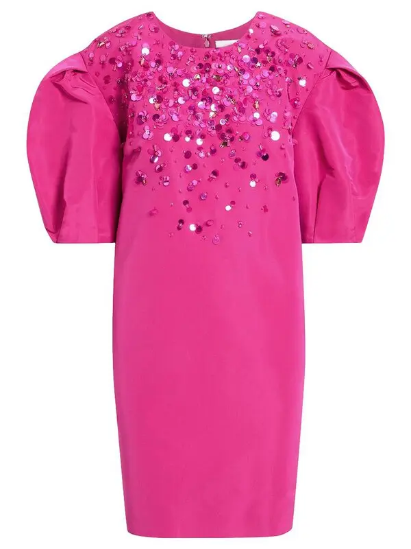 Carolina Herrera Embellished Silk-faille Mini Dress - Bright Pink