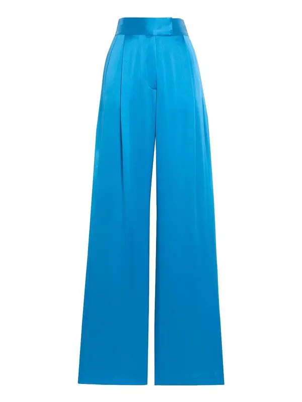 THE SEI Silk-satin Wide-leg Pants - Azure