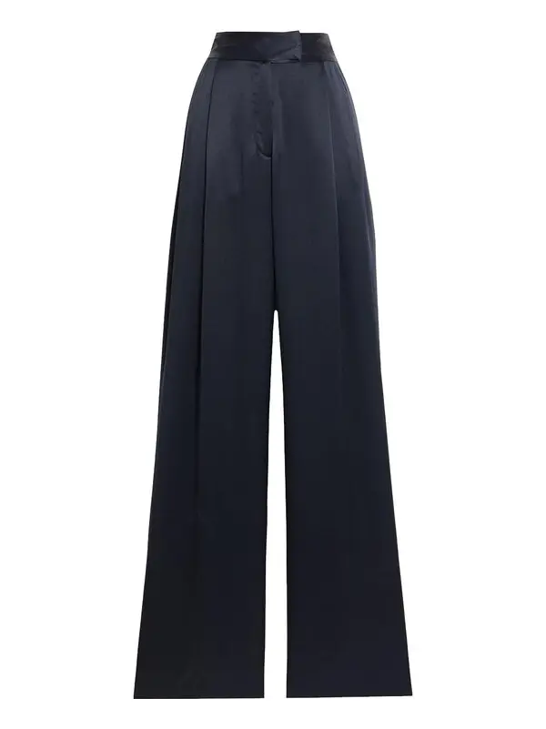 THE SEI Silk-satin Wide-leg Pants - Midnight Blue