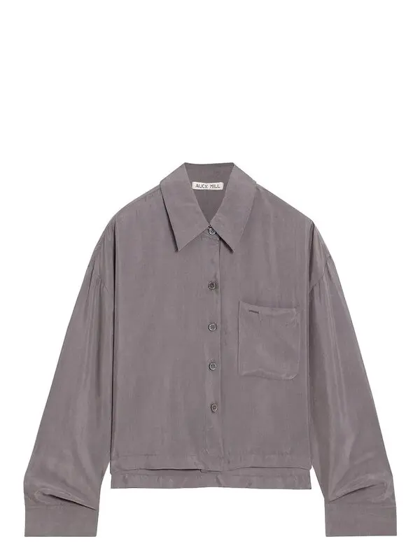 ALEX MILL Gemma Cropped Cupro-blend Poplin Shirt - Dark Gray