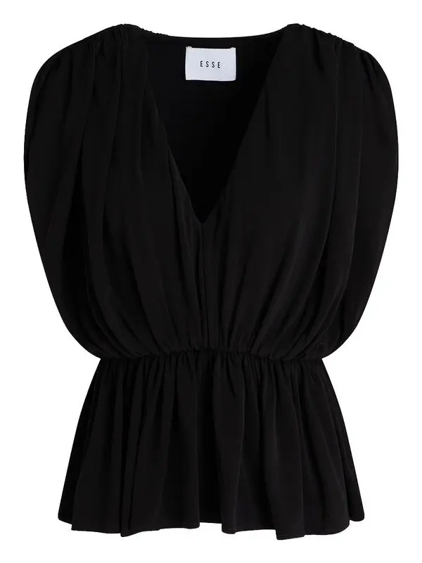 ESSE STUDIOS Bonachi Draped Jersey Top - Black