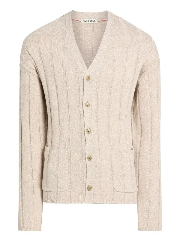 ALEX MILL James Ribbed Cotton And Linen-blend Cardigan - Beige