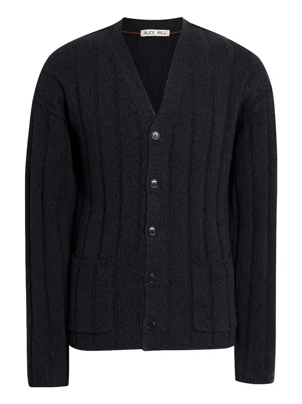 ALEX MILL James Ribbed Cotton And Linen-blend Cardigan - Navy