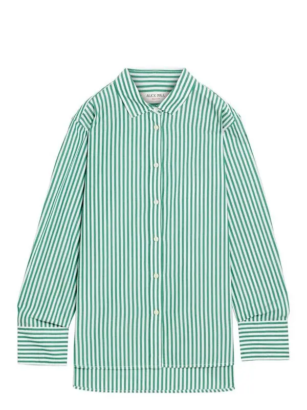 ALEX MILL Striped Cotton-poplin Shirt - Green