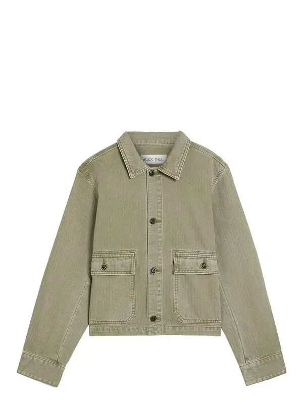 ALEX MILL Marfa Herringbone Cotton Jacket - Army Green