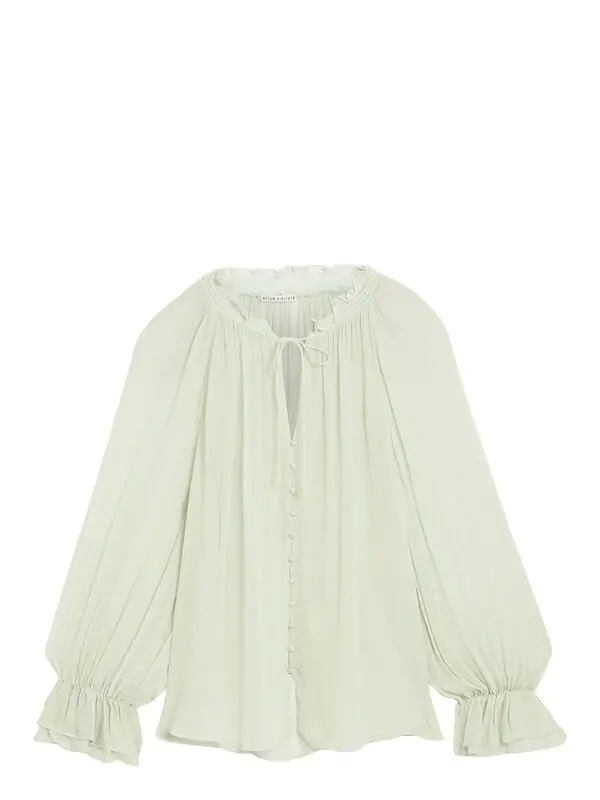 Alice + Olivia Josephine Ruffled Chiffon Blouse - Mint