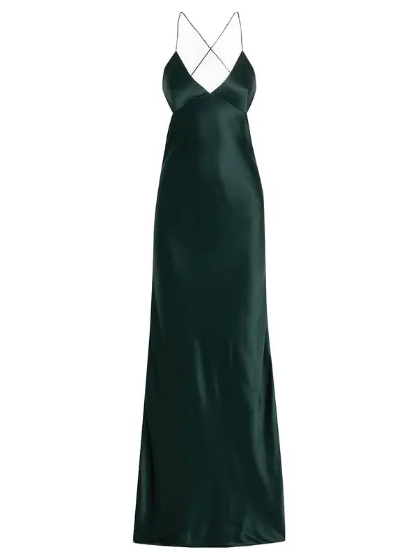 THE SEI Cutout Silk-satin Gown - Dark Green