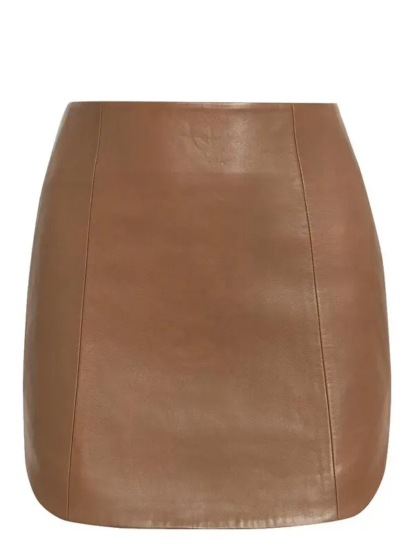 THE SEI Leather Mini Skirt - Brown