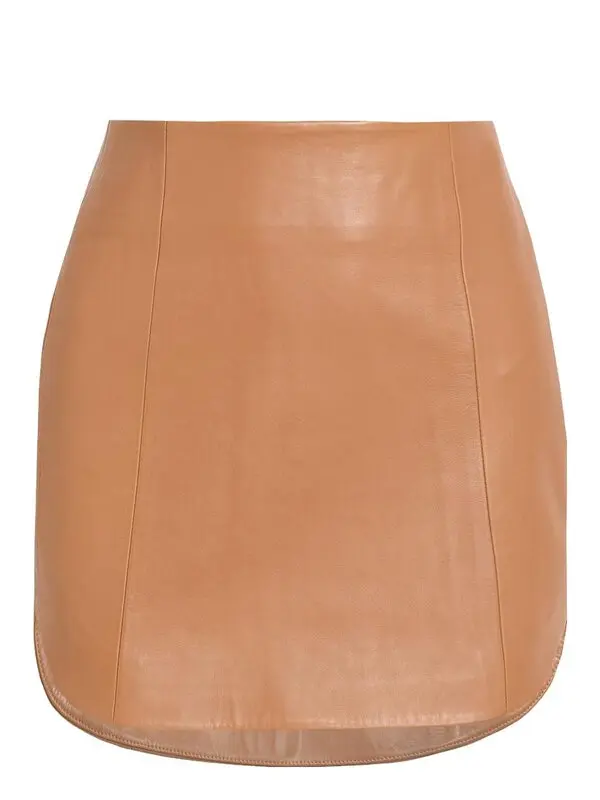 THE SEI Leather Mini Skirt - Camel