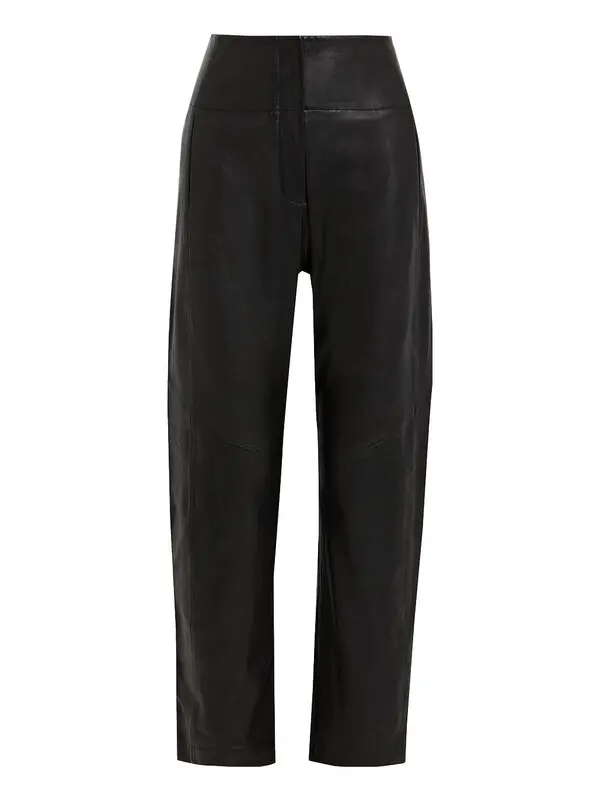 THE SEI Leather Straight-leg Pants - Black