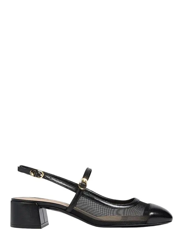 STUART WEITZMAN Mesh And Leather Slingback Mary Jane Pumps - Black