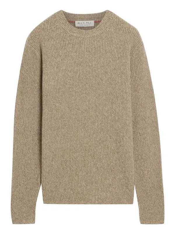 ALEX MILL Jordan Marled Ribbed Cashmere Sweater - Mushroom