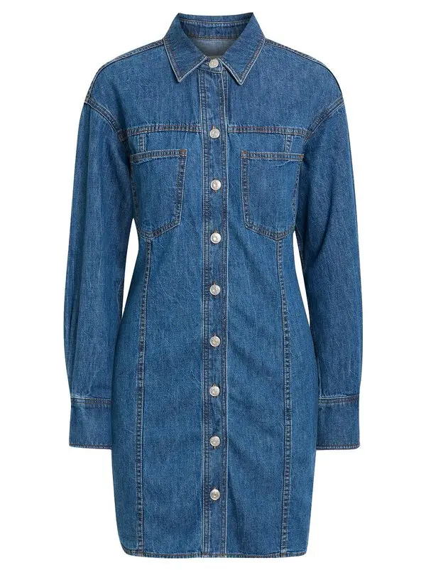 ALEX MILL Marissa Denim Mini Shirt Dress - Mid Denim