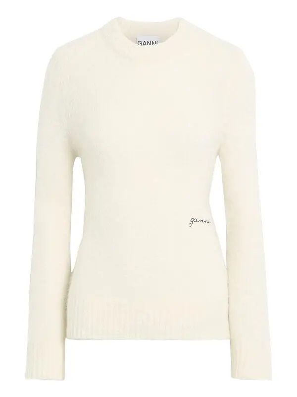 GANNI Alpaca-blend Sweater - Ecru