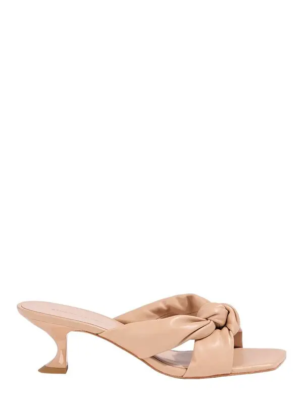 STUART WEITZMAN Playa 50 Knotted Leather Mules - Neutral