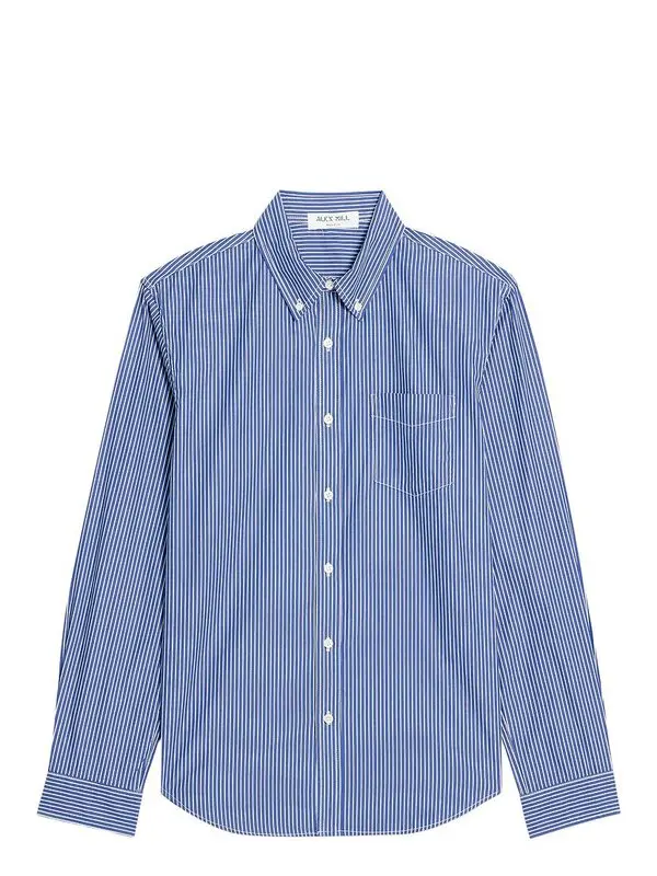 ALEX MILL Mill Striped Cottonpoplin Shirt - Cobalt Blue