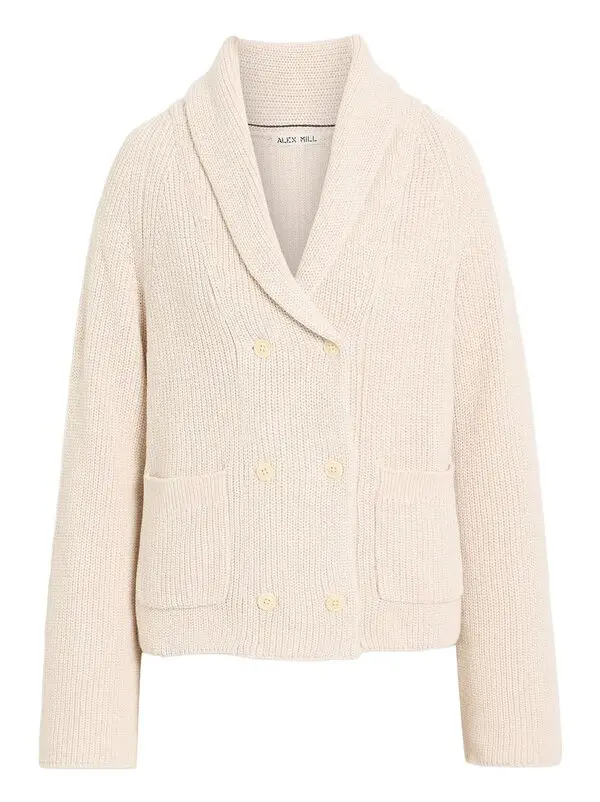ALEX MILL Marseille Double-breasted Ribbed-knit Cardigan - Beige
