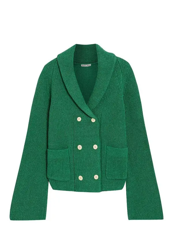 ALEX MILL Marseille Double-breasted Ribbed-knit Cardigan - Green