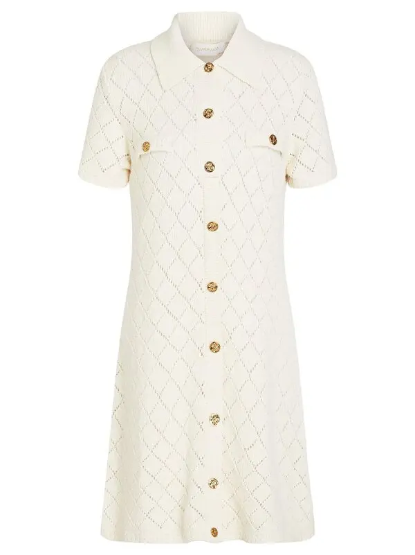 Zimmermann Pointelle-knit Mini Shirt Dress - Cream