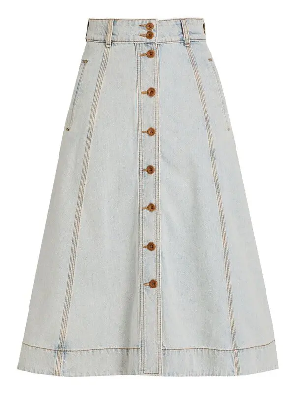 Zimmermann Denim Midi Skirt - Light Denim
