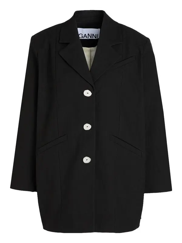 GANNI Cotton Blazer - Black