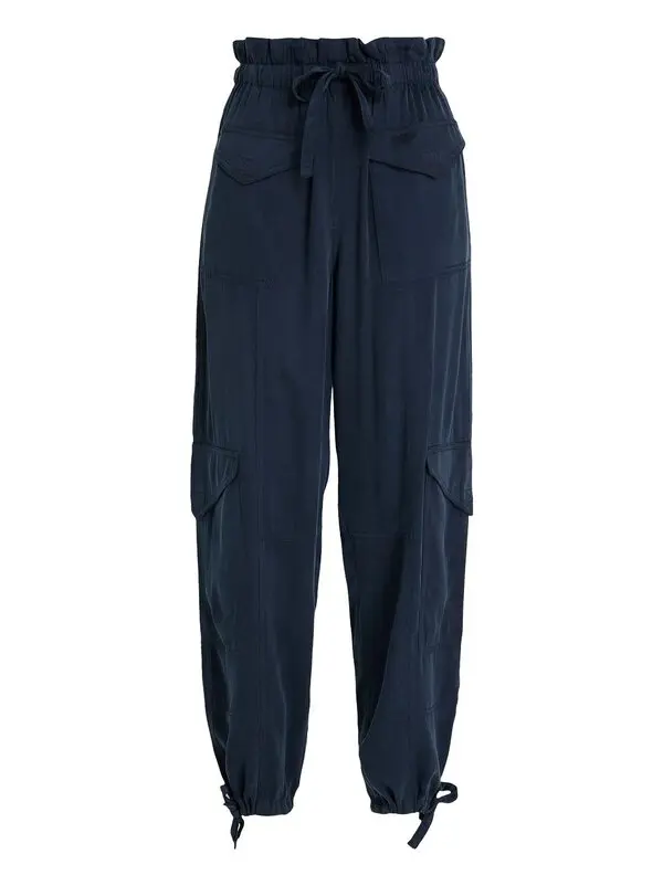 GANNI Washed Cupro And Ecovero™-blend Satin Cargo Pants - Navy
