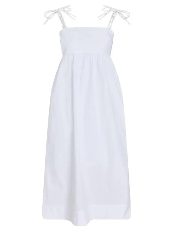 GANNI Cotton-poplin Midi Dress - White
