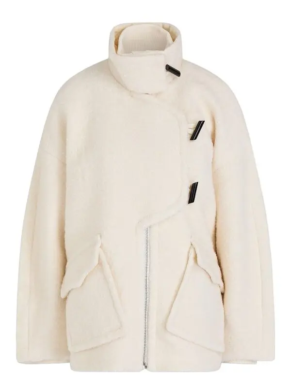 GANNI Wool-blend Bouclé Jacket - Ivory
