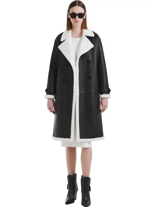 Rudsak Vegan Leather Overcoat - Black