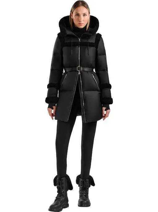 Rudsak Semi-fitted Belted Puffer Coat - Black