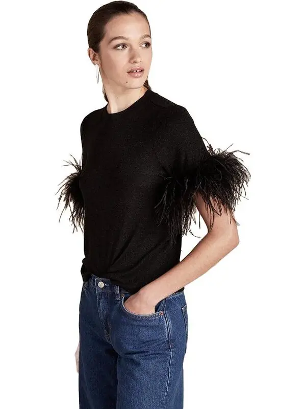 Saylor Jade Feather Tee - Metallic