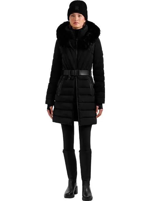 Rudsak Quilted Down Parka With Faux Fur - Black