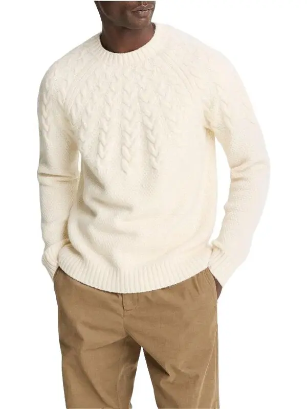 Vince Airspun Merino Wool Cable-yoke Sweater - Natural