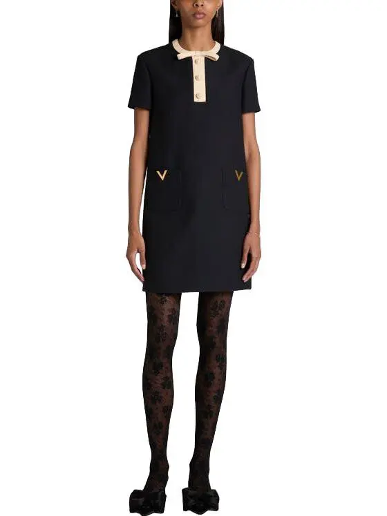 Valentino Garavani V-detail Crepe Couture Minidress - Black/cream