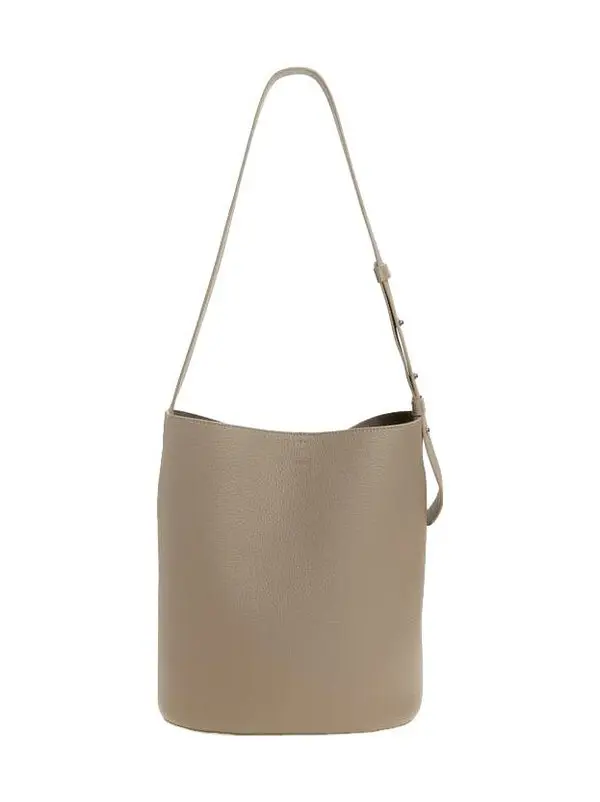 Lié Studio Norma Leather Bucket Tote - Beige Grosgrain