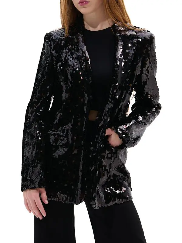 AZALEA WANG Sequin Blazer - Black