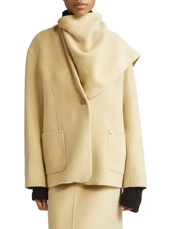 EENK Wool & Cashmere Jacket With Scarf Detail - Mustard Wool Blend