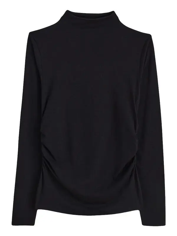 Madewell Ruched Mock Neck Top - Jet Black