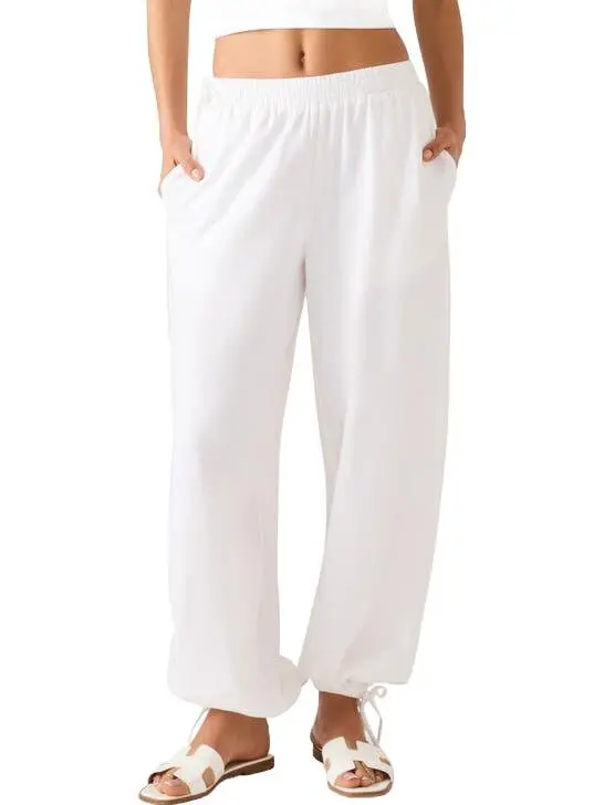 Steve Madden Divinia Tie Detail Linen Blend Pants - White