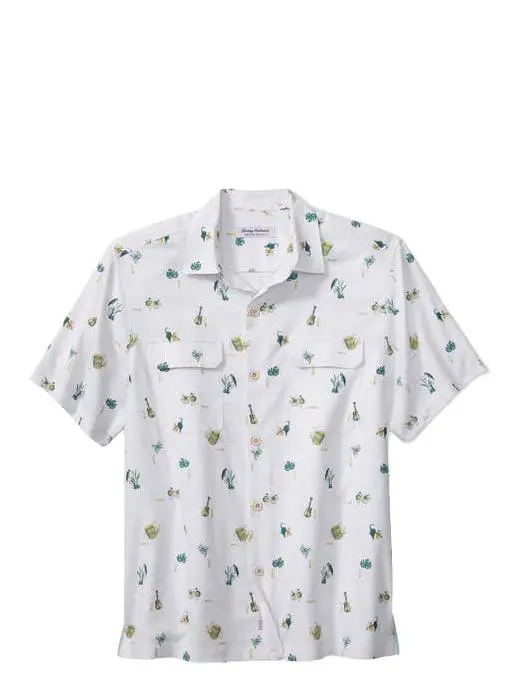 Tommy Bahama Coastal Ease Petite Tropics Islandzone® Short Sleeve Button-up Shirt - White