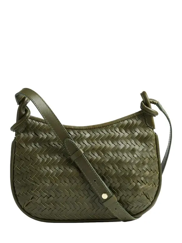 LK BENNETT Woven Leather Crossbody Bag - Olive