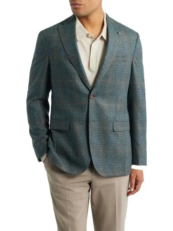 JACK VICTOR Plaid Wool & Silk Sport Coat - Olive