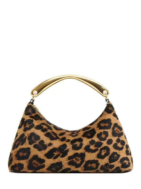 MANSUR GAVRIEL Rhea Metal Handle Calf Hair Bag - Leopard