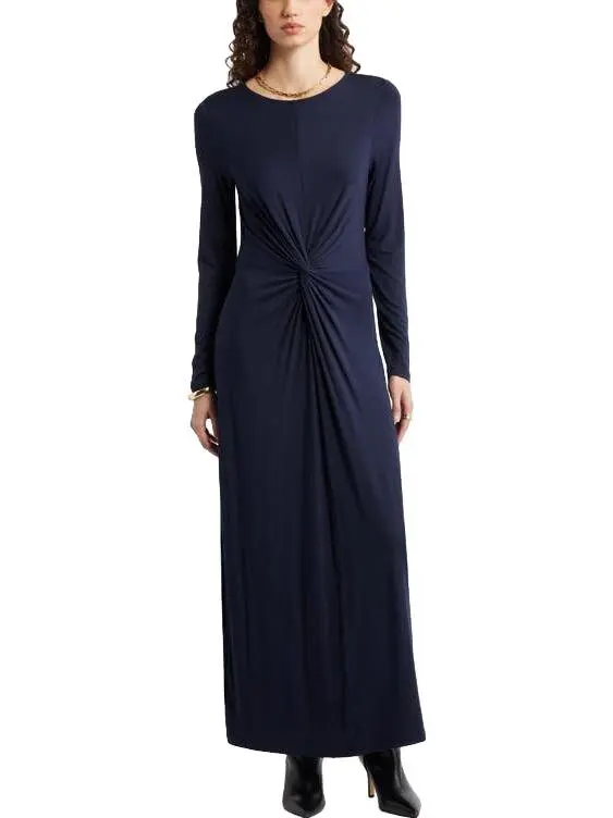 Nordstrom Twist Front Jersey Maxi Dress - Navy Night