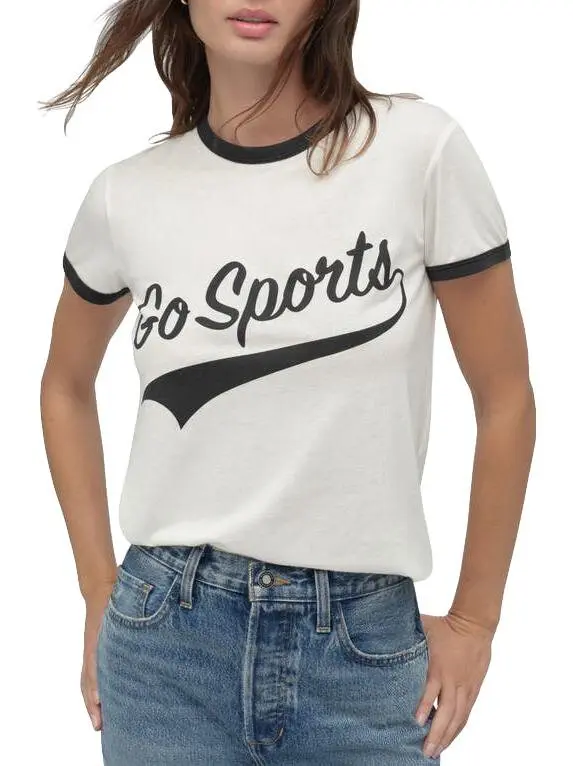 FAVORITE DAUGHTER The Go Sports Graphic Ringer T-shirt - Off White/black