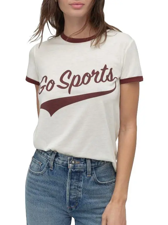 FAVORITE DAUGHTER The Go Sports Graphic Ringer T-shirt - Off White/burgund