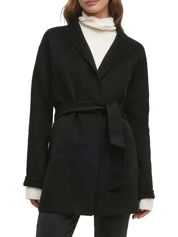 FAVORITE DAUGHTER The Jasper Wool Blend Wrap Coat - Black