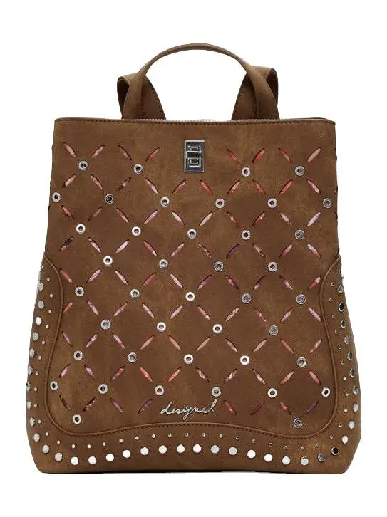 Desigual Medium Faux Leather Backpack - Camel
