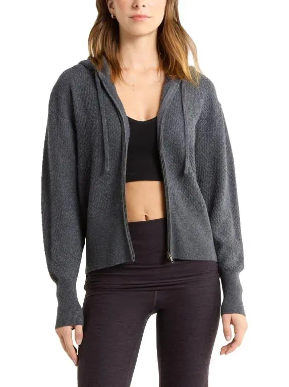 Zella Wool And Cashmere Zip-up Hoodie - Grey Dark Charcoal Heather