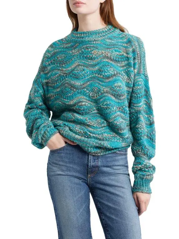 Treasure & Bond Space Dye Novelty Stitch Sweater - Blue Melange